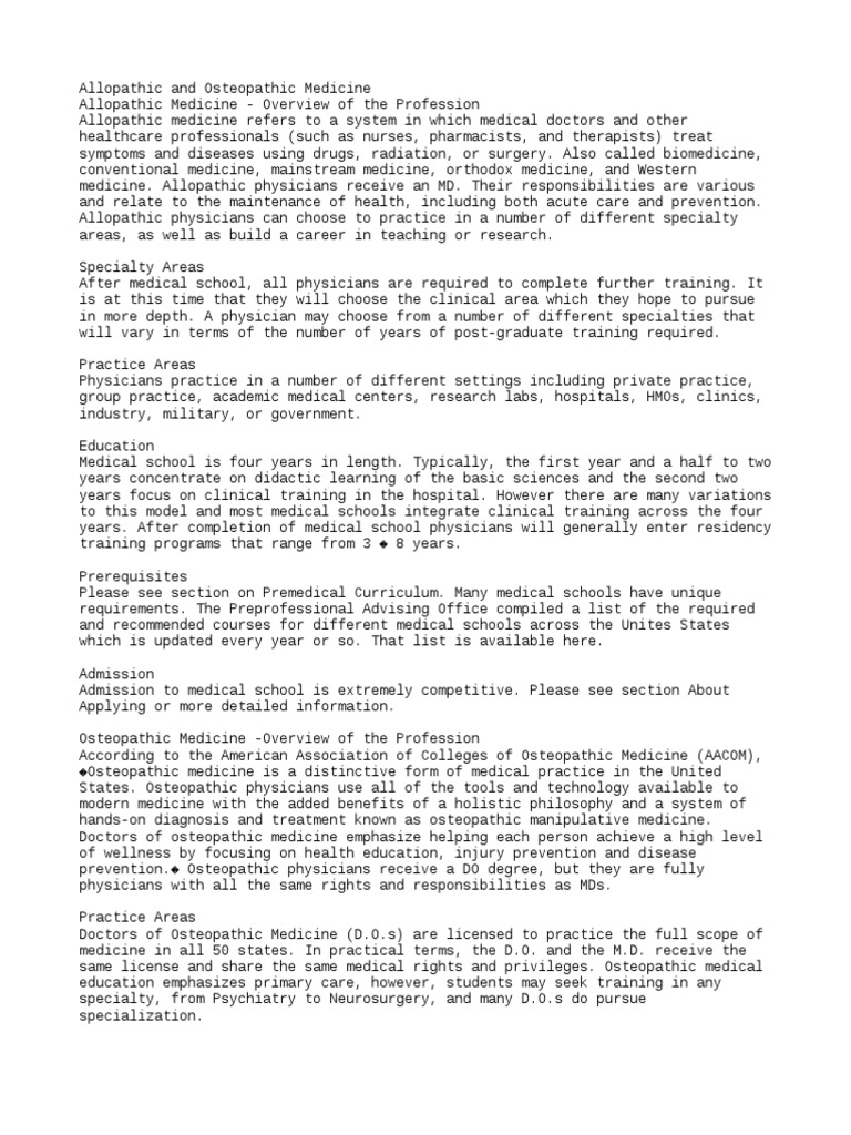 Allopathy | PDF | Physician | Medical School