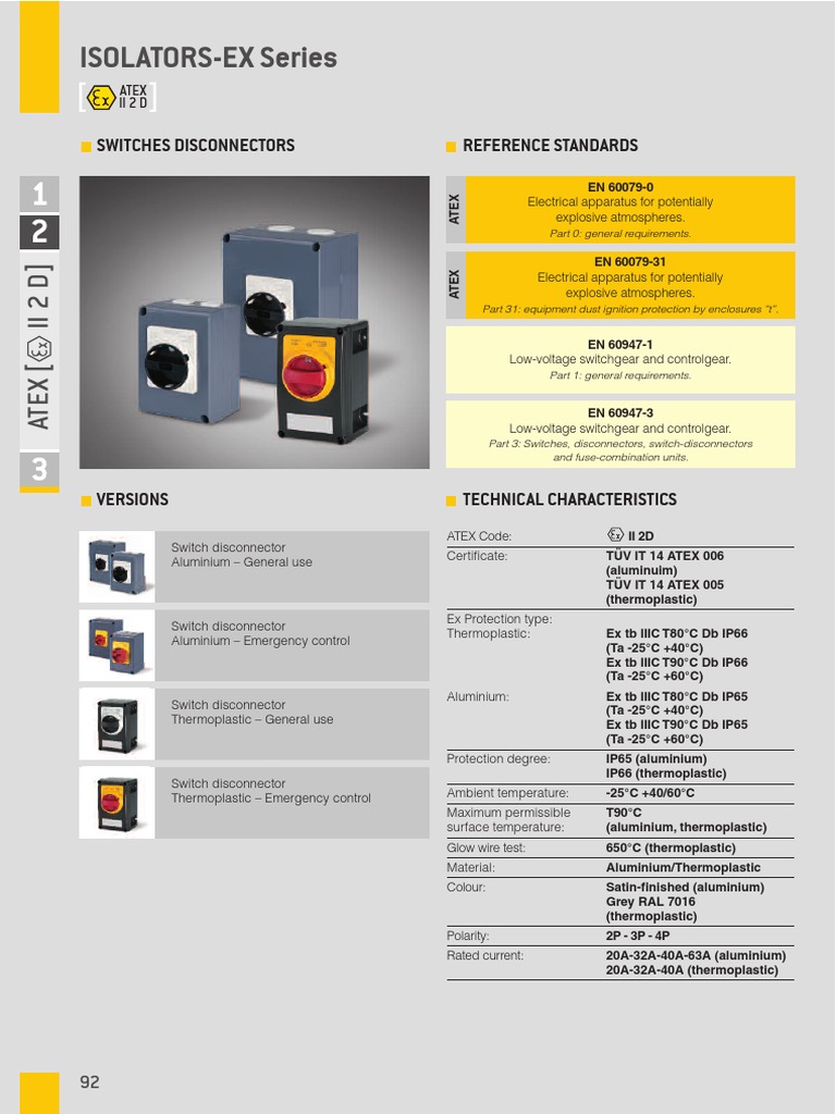 Isolators-Ex Series: Switches Disconnectors Reference Standards | PDF ...