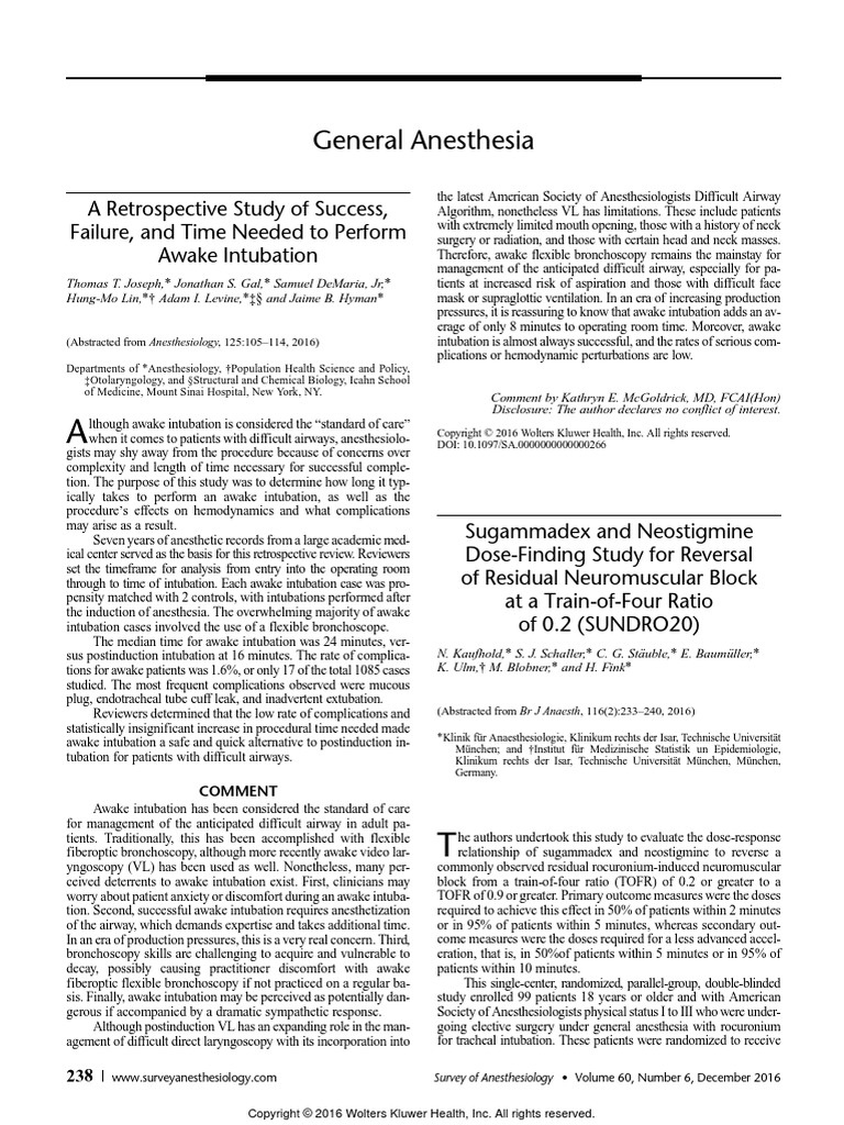 Joseph 2016 | PDF | Anesthesia | Pain