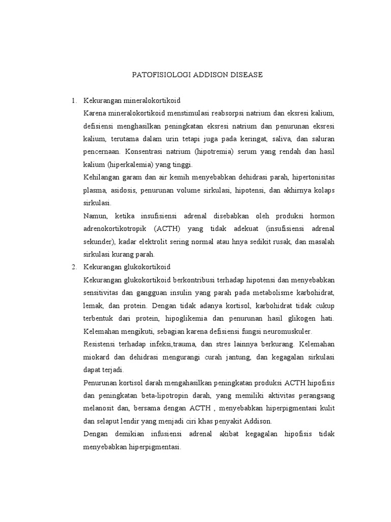 Patofisiologi Penyakit Addison | PDF