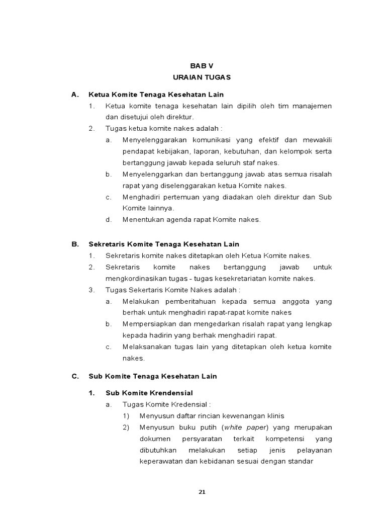Uraian Tugas Komite Nakes Lain | PDF