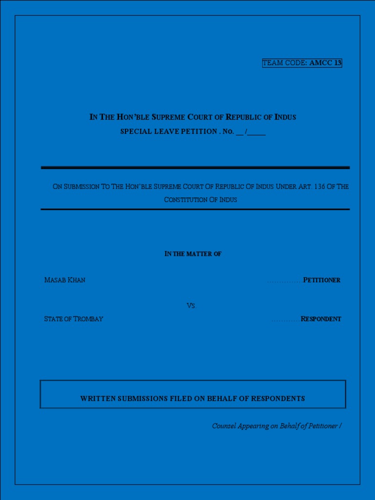 Special Leave Petition - Appellant - Moot Court Memorial | PDF | Arrest ...