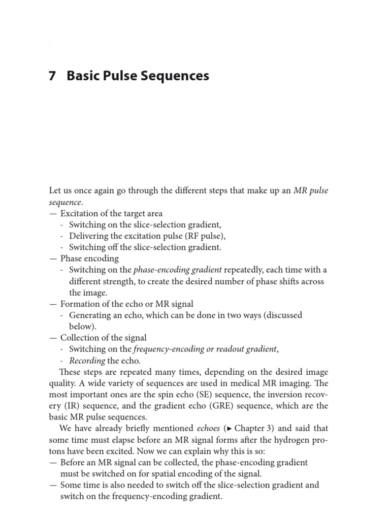 Basic Pulse Sequences | PDF | Magnetic Resonance Imaging | Medical Imaging