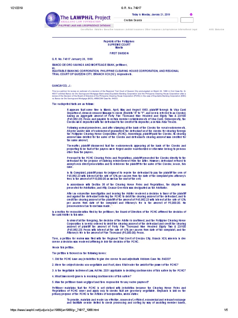 BDO V Equitable Bank 157 SCRA 188 | PDF | Cheque | Estoppel