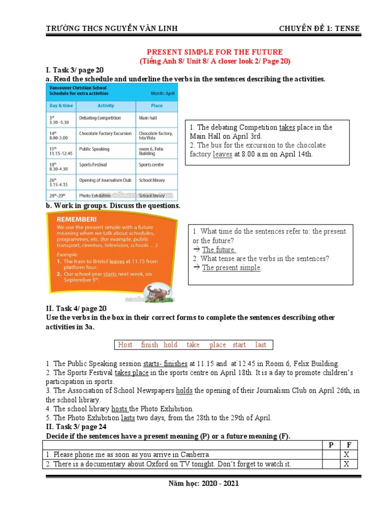 Present Simple For The Future | PDF | Grammar | Syntax