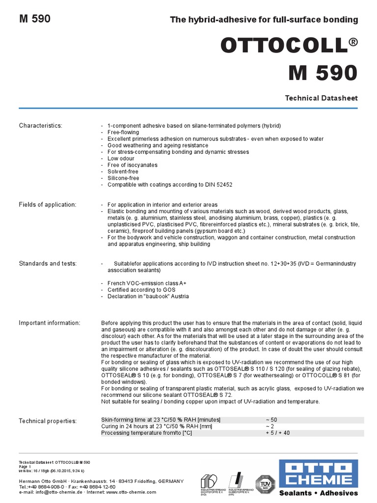 Ottocoll® M 590: The Hybrid-Adhesive For Full-Surface Bonding | PDF ...