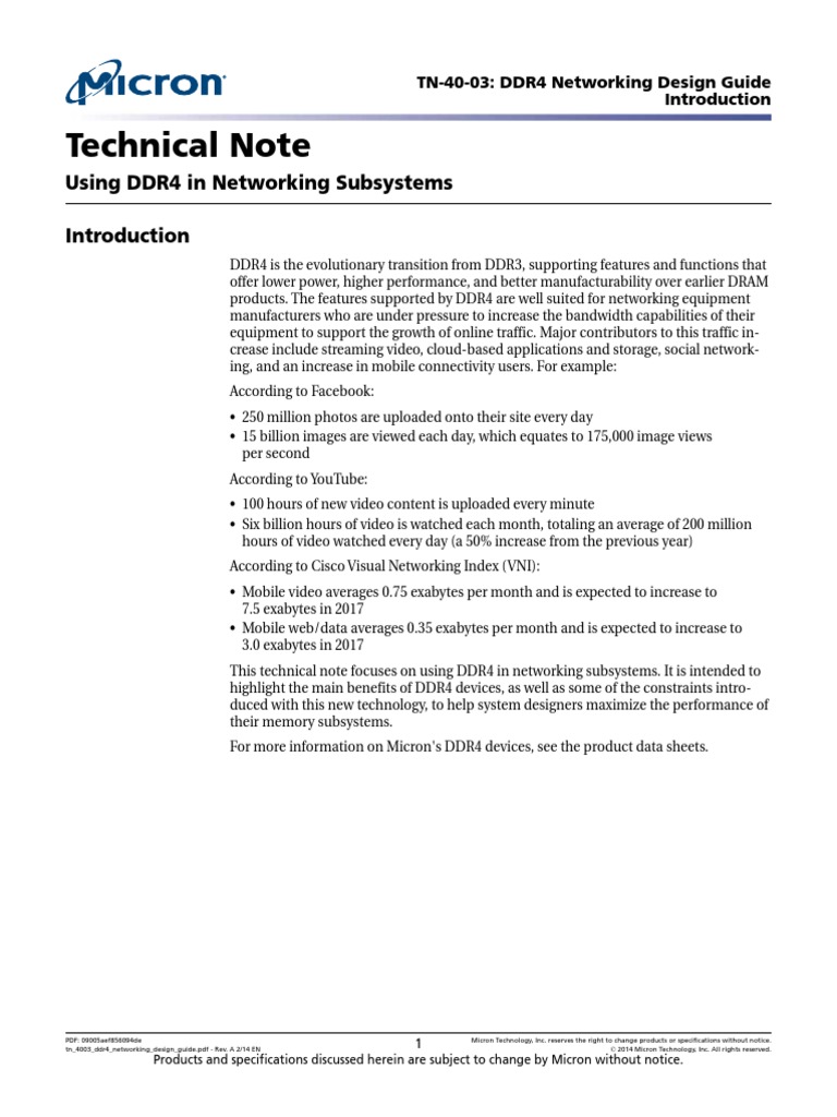 Technical Note: Using DDR4 in Networking Subsystems | PDF | Dynamic ...