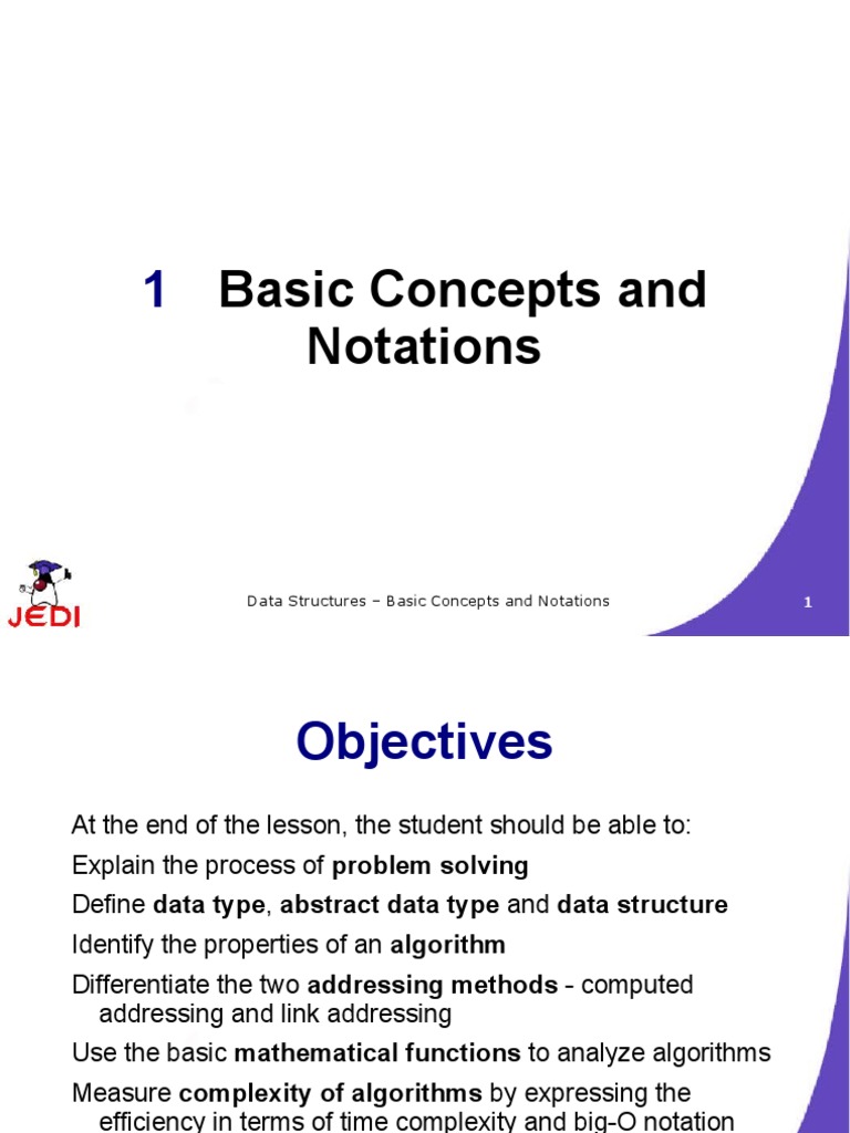 JEDI Slides-DataSt-Chapter01-Basic Concepts and Notations | PDF | Algorithms | Computational ...