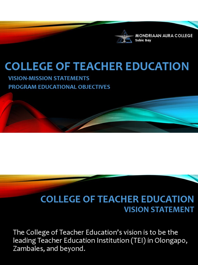 College of Teacher Education: Vision-Mission Statements Program ...