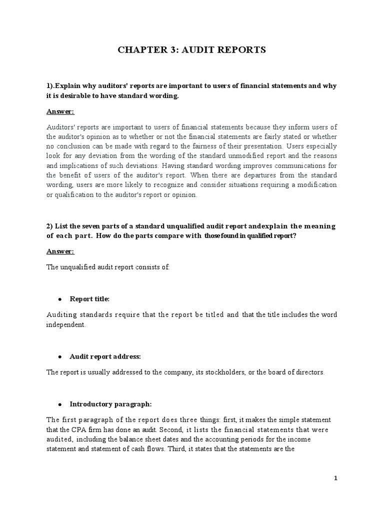 Chapter 3 Answer | PDF | Auditor's Report | Financial Audit