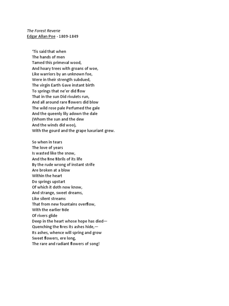 'The Forest Reverie', E. A. Poe | PDF