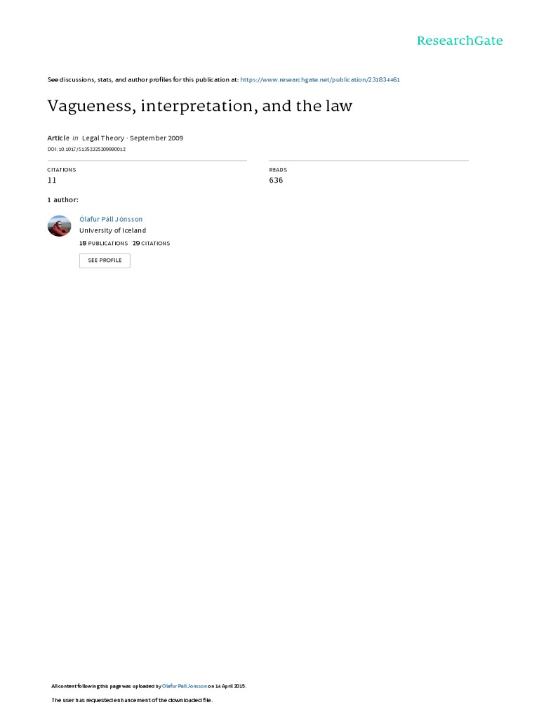 Vagueness, Legal Interpretation and The Law | PDF | Vagueness ...