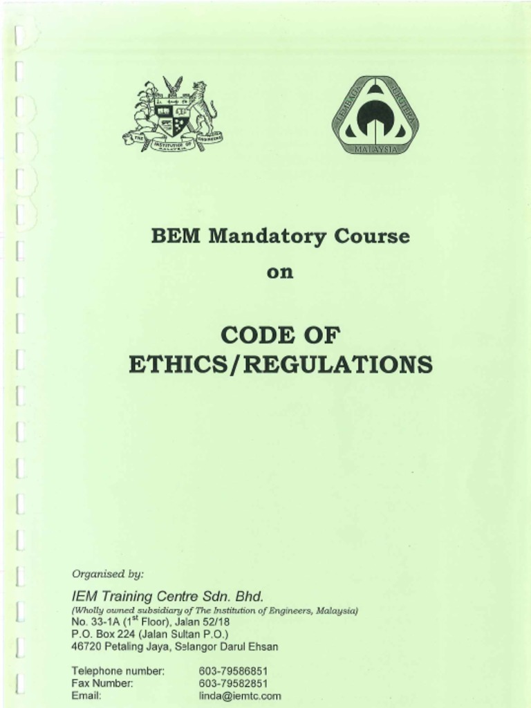 BEM Mandatory Course On Code of Ethics/ Regulations | PDF