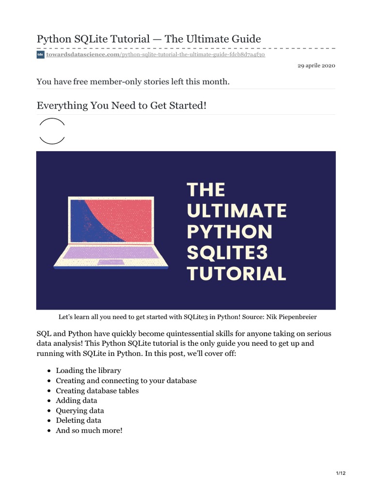 Python SQLite Tutorial - The Ultimate Guide | PDF | Information Retrieval | Computer Data