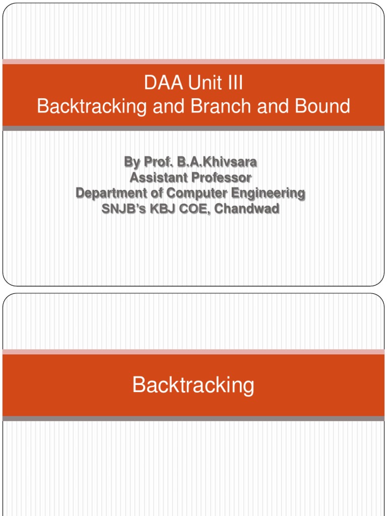 Daa Unit Iii Backtracking and Branch and Bound | PDF | Mathematical ...