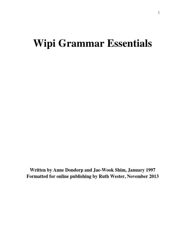 Wipi Grammar Essentials | PDF | Clause | Verb