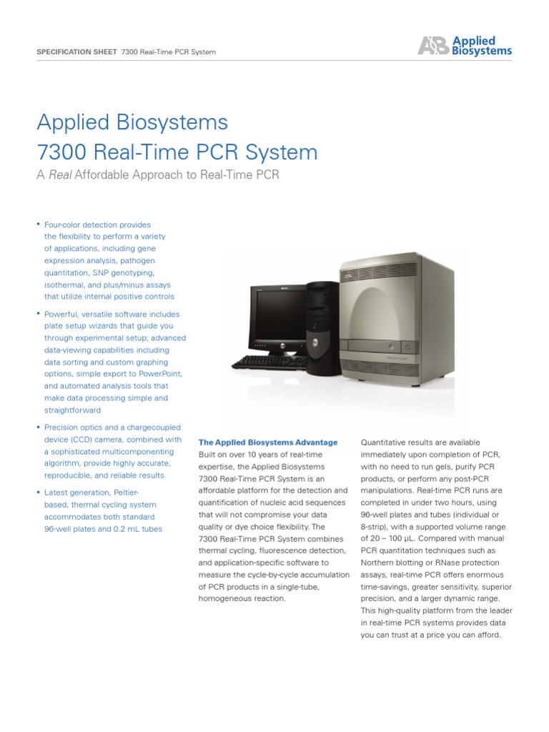 Applied Biosystems 7300 Real-Time PCR System | PDF | Real Time ...