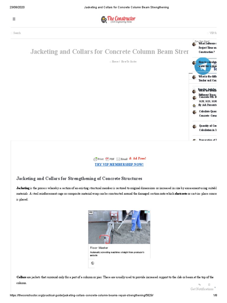 Jacketing and Collars For Concrete Column Beam Strengthening PDF | PDF ...