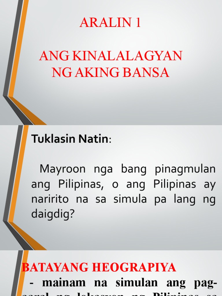 Grade 5 PPT - Araling Panlipunan - Q1 - W1 - Day 1 | PDF