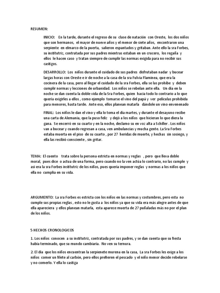 Analisis El Verano Feliz de La Señora Forbes | PDF