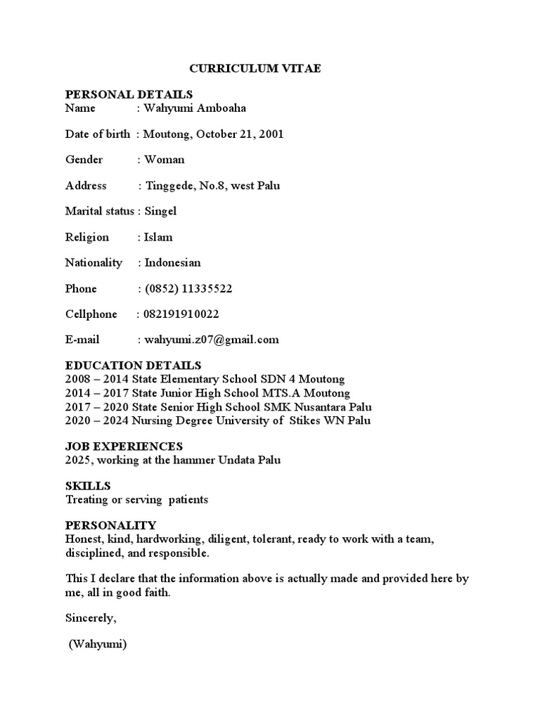 Curriculum Vitae Ayu | PDF