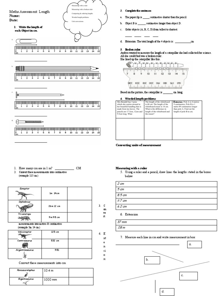 Hot Task Maths Assessment Length | Download Free PDF | Length | Measurement