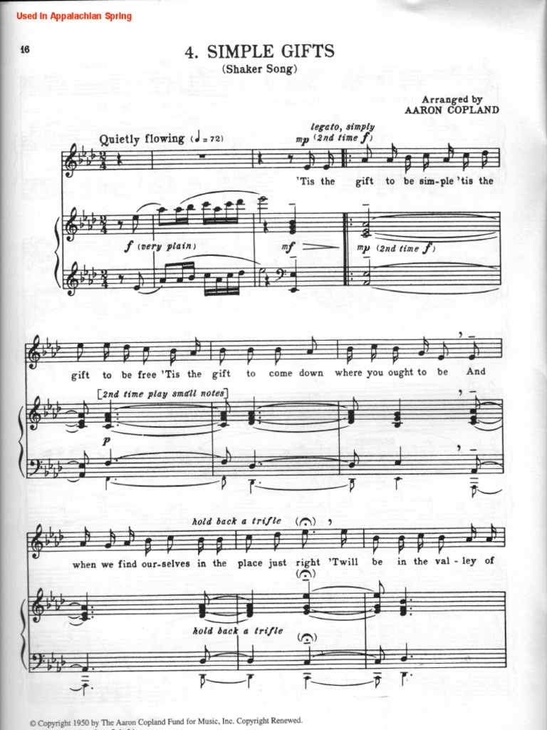 COPLAND - Simple Gifts PDF | PDF