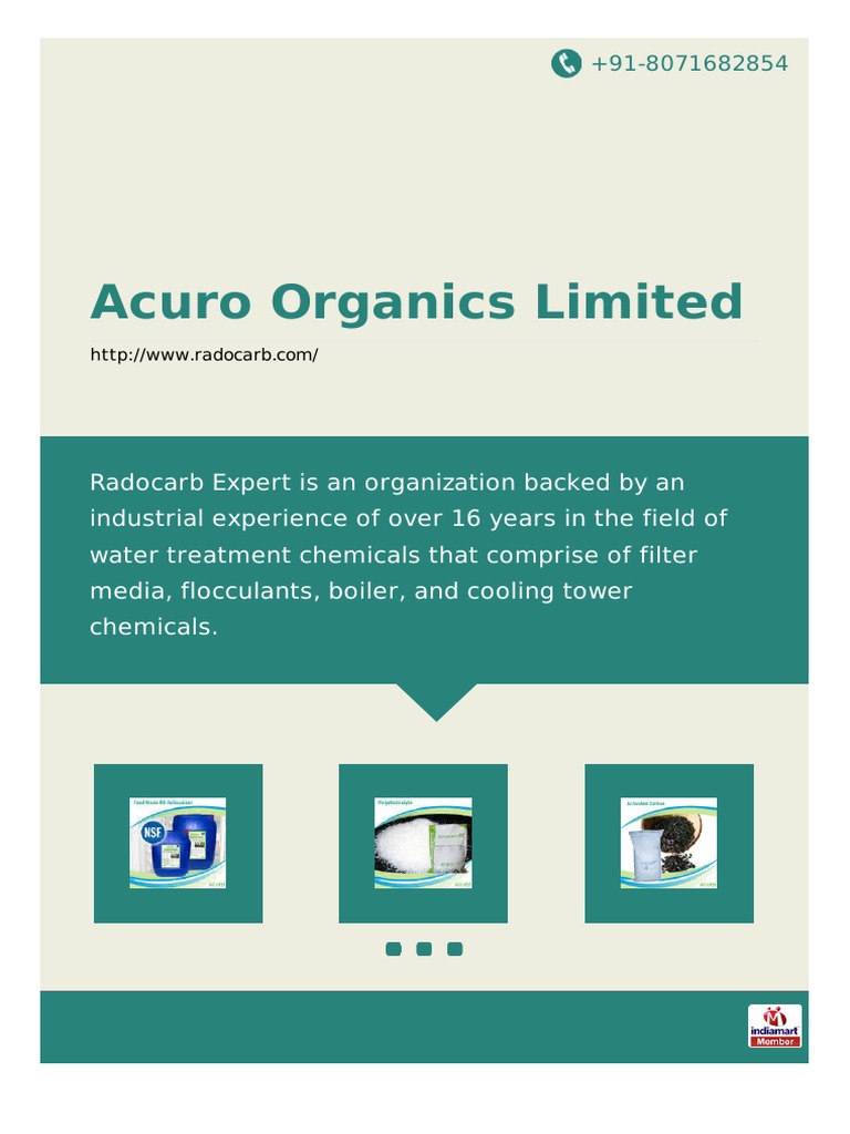 Acuro Organics Limited PDF | PDF | Water Purification | Chlorine