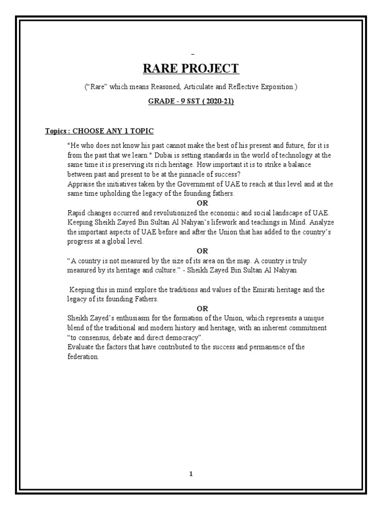 Rare Project: GRADE - 9 SST (2020-21) | PDF | United Arab Emirates | Books