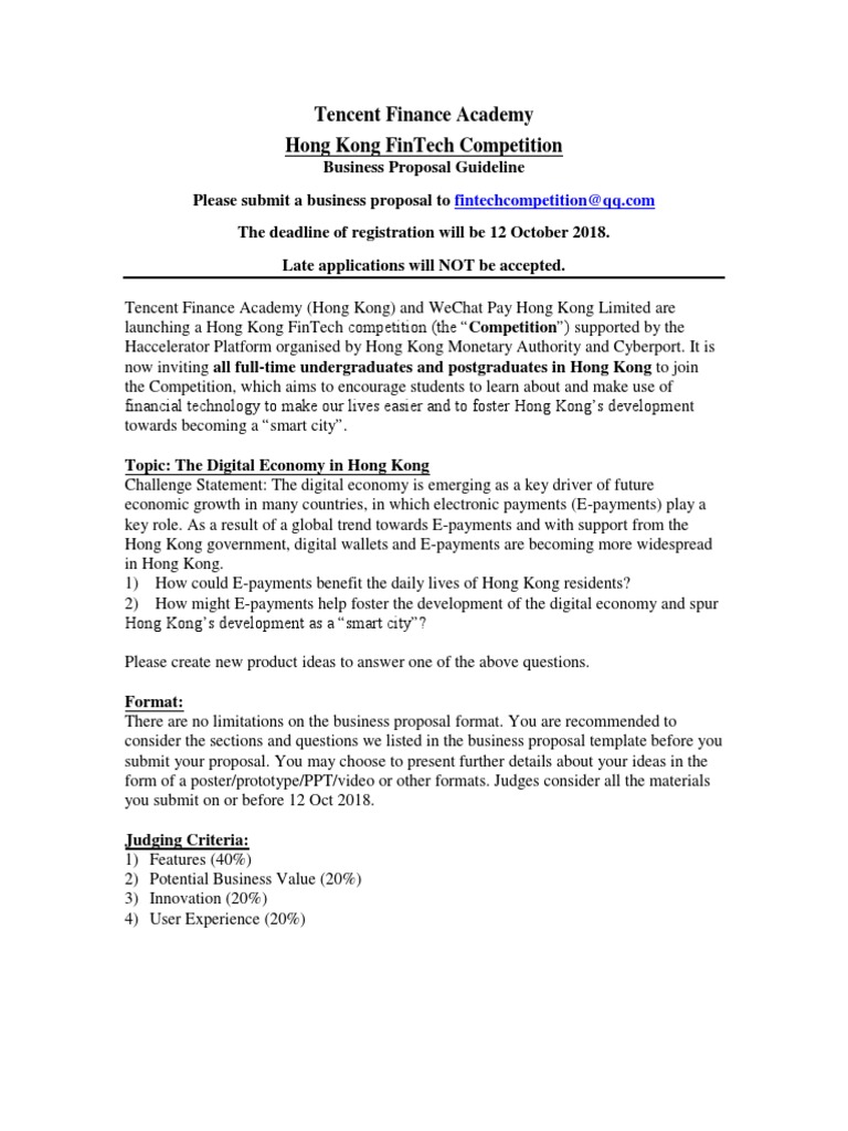 Tencent Finance Academy Hong Kong Fintech Competition | PDF | Strategic Management | Strategic ...