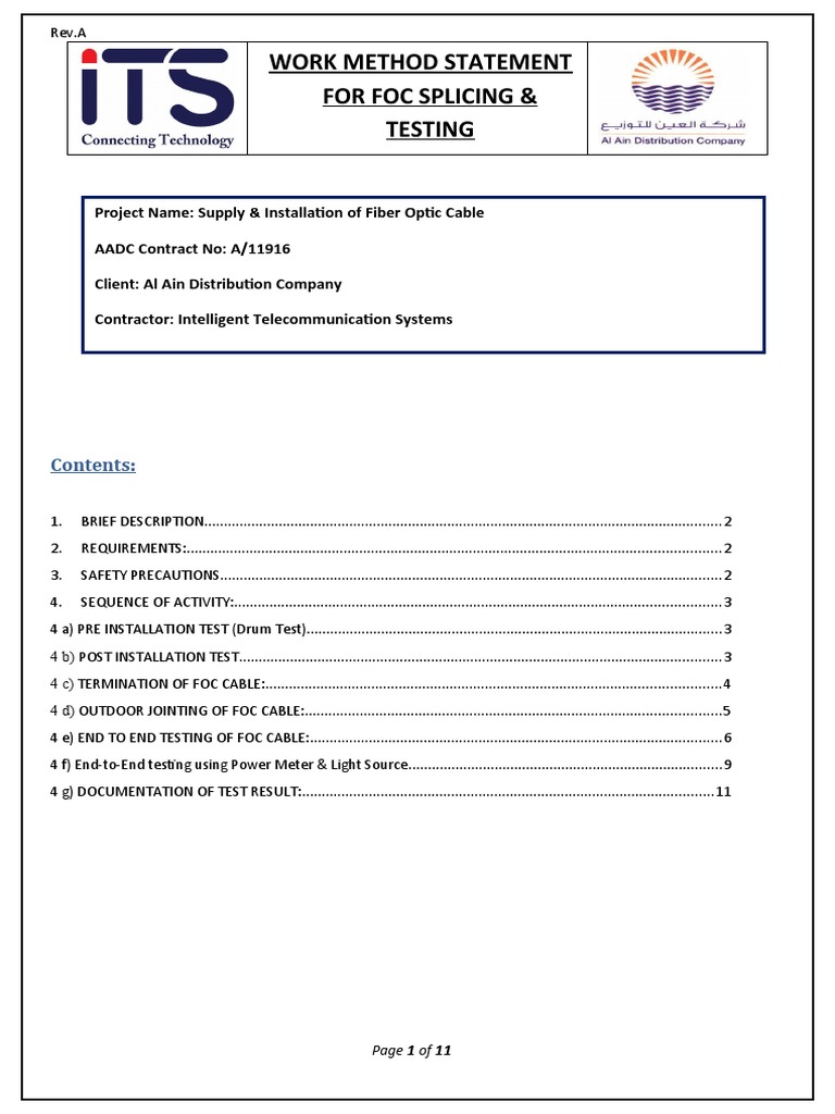 WMS-FOC Splicing & Testing - Rev.A | PDF | Optical Fiber | Attenuation