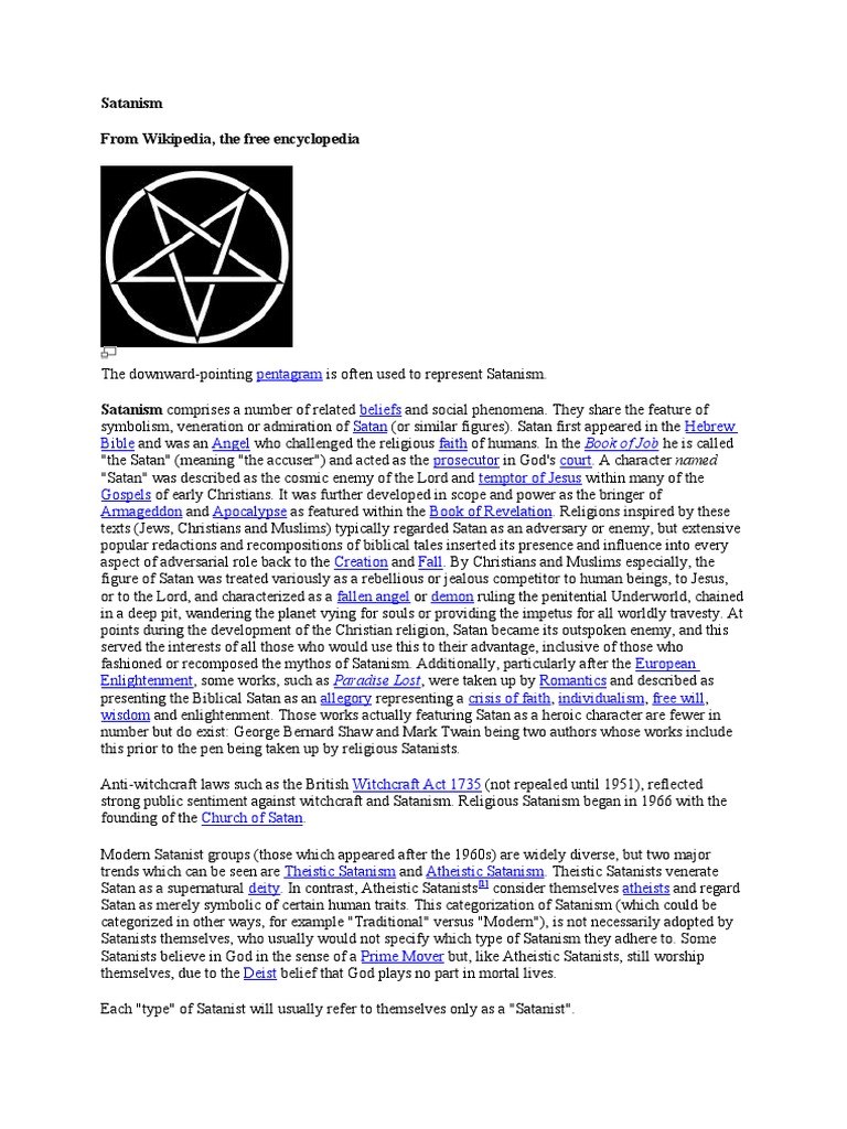 Overview of Satanism Types and Beliefs | PDF | Satanism | Satan