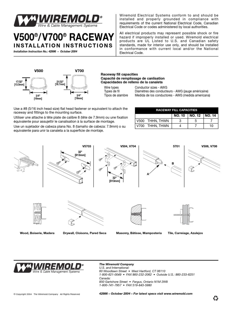 V500 / V700 Raceway: Installation Instructions | PDF | Wire | Building ...