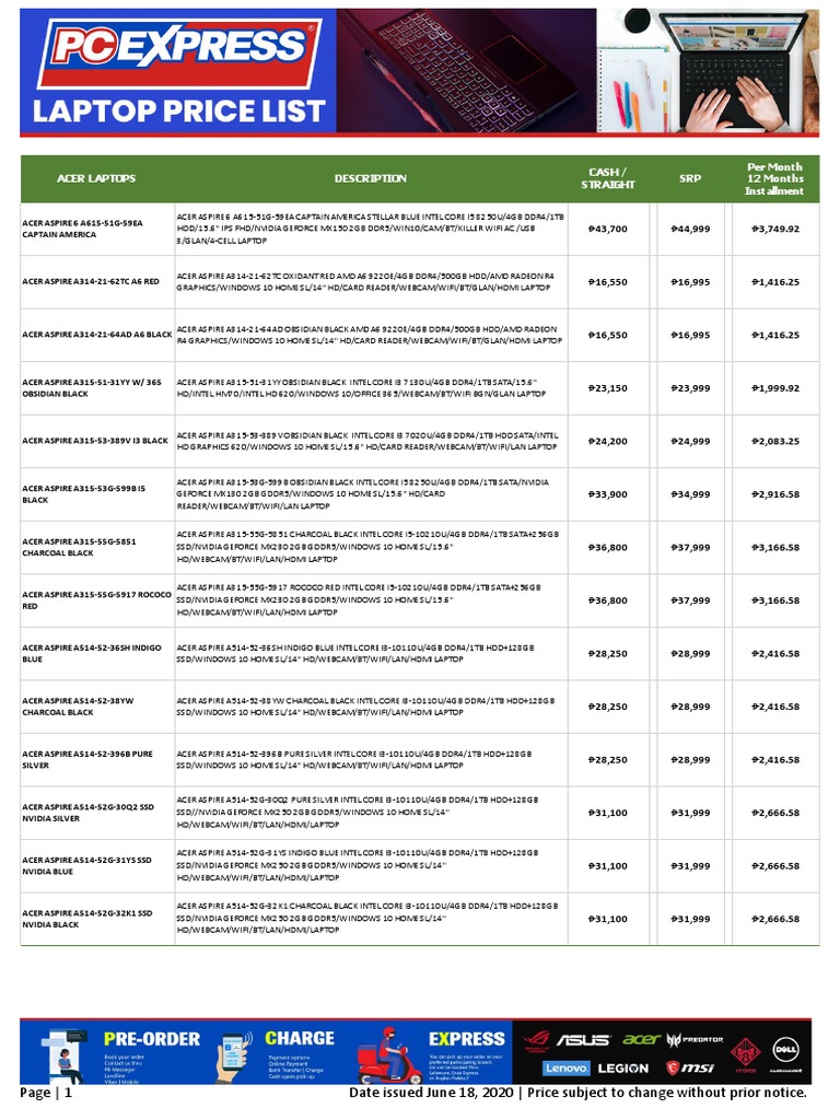 PC Express Laptop Pricelist June 2020 PDF | PDF | Advanced Micro ...