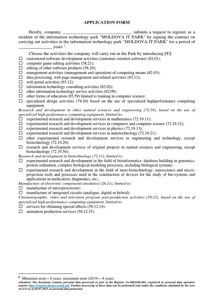 Application Form: Minimum Term - 4 Years, Maximum Term (2019) - 8 Years ...