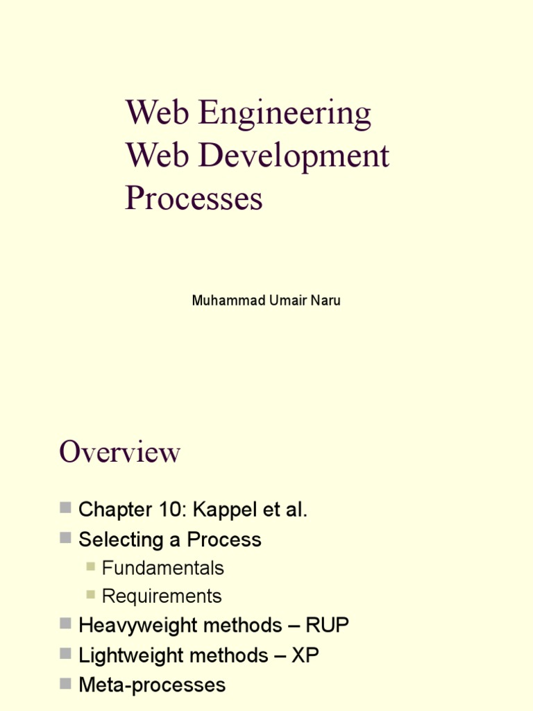 Web Engineering Web Development Processes: Muhammad Umair Naru | PDF | Software Development ...