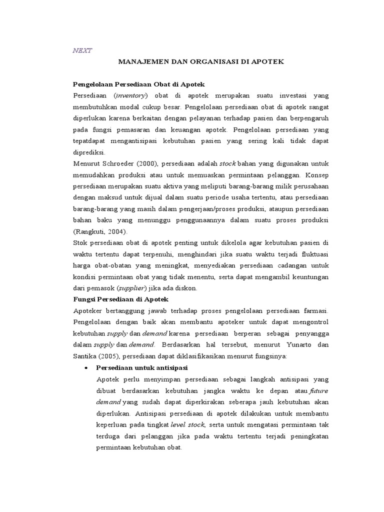 Pengelolaan Persediaan Obat Di Apotek Pdf