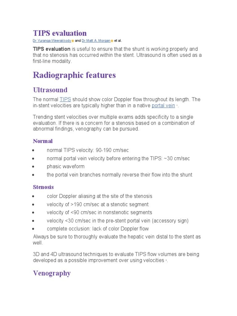 Radiographic Features: TIPS Evaluation | PDF