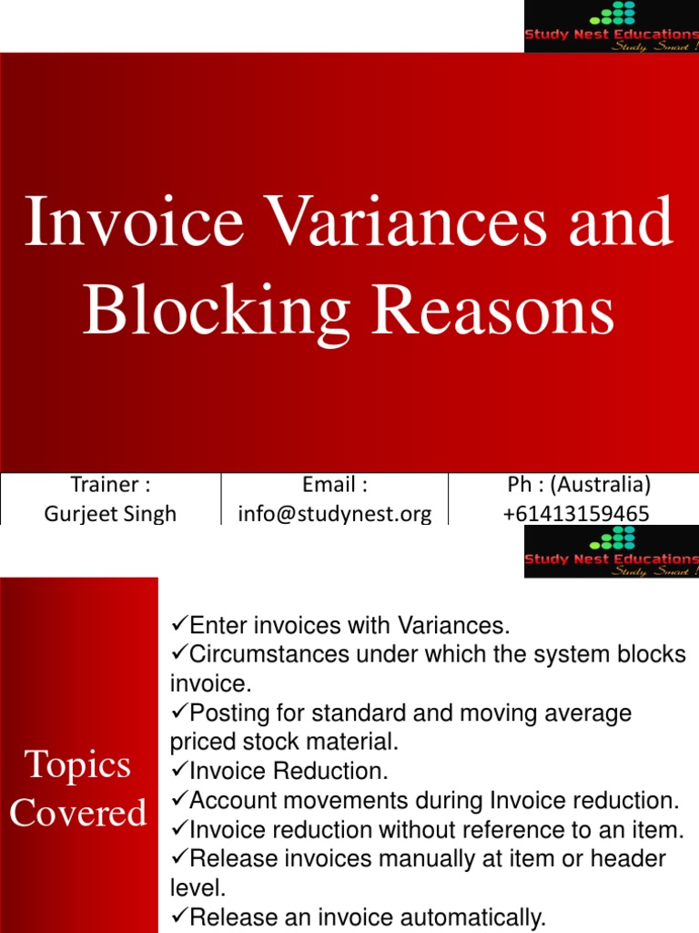 20 Invoice Variances and Blocking Reasons | PDF | Invoice | Logistics