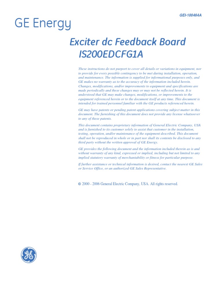 GE Energy: Exciter DC Feedback Board IS200EDCFG1A | PDF | Amplifier ...