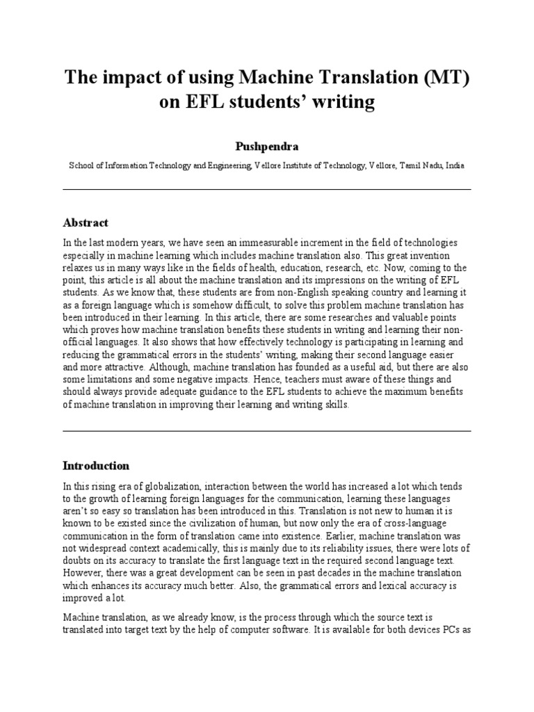 The Impact of Machine Translation on Improving Writing Skills for ...