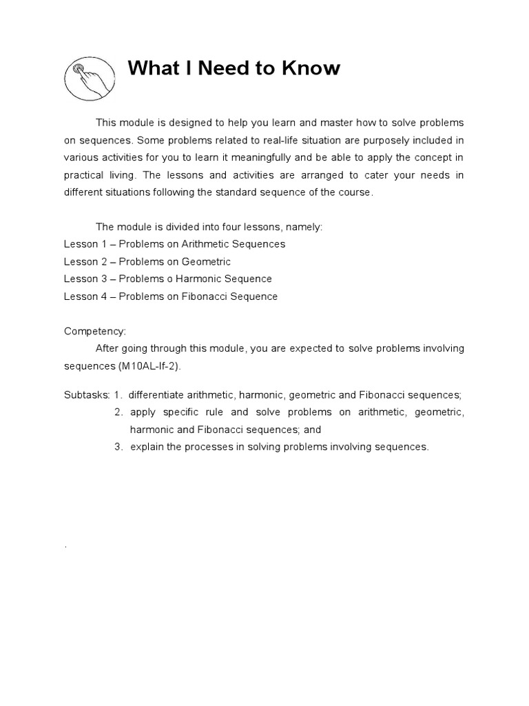 Math10 - q1 - Mod10 - Solving Problems Involving Sequences - v3 | PDF | Summation | Exponentiation