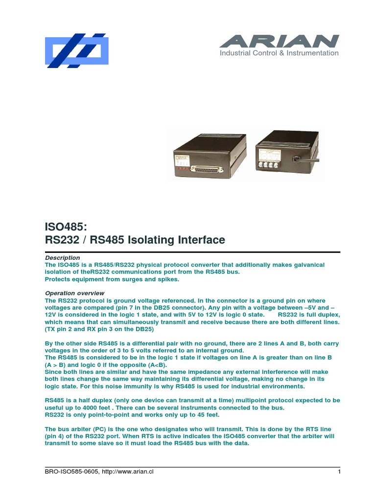 Bro Iso485 e PDF | PDF | Physical Layer Protocols | Electronics