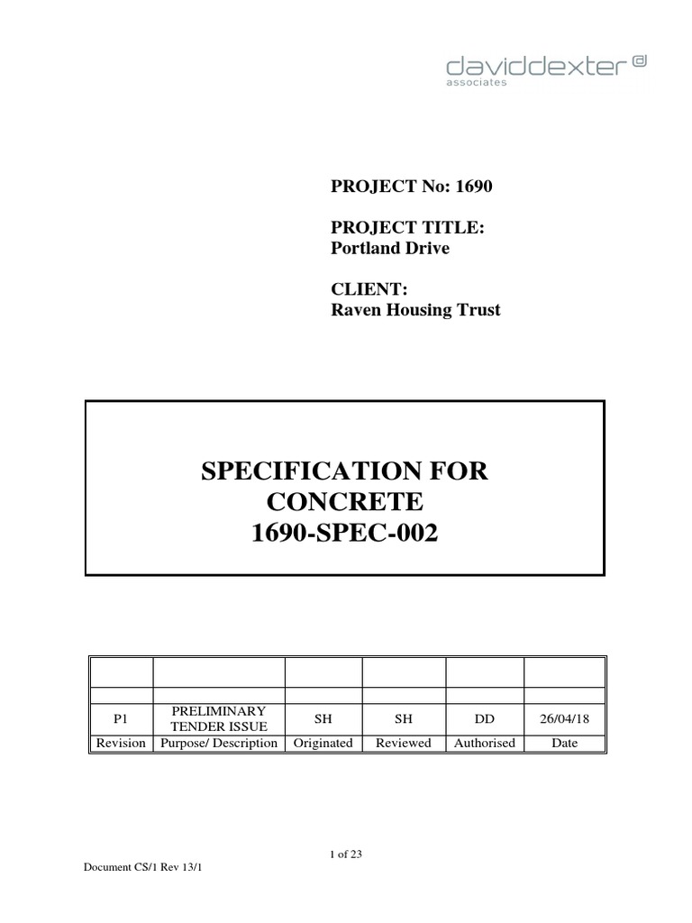 1690-SPEC-002-CONCRETE SPECIFICATION - P1 - Concrete Specification ...