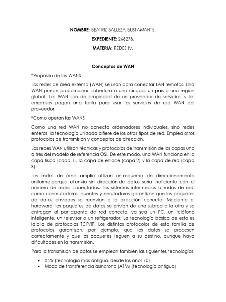Definición y Conceptos de WAN | PDF | Red de área amplia | Cambio de ...