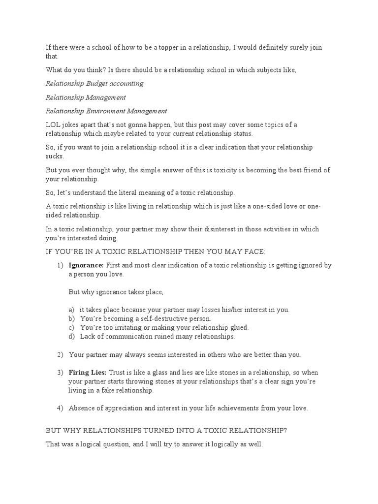 Toxic Relationship | PDF | Psychological Concepts