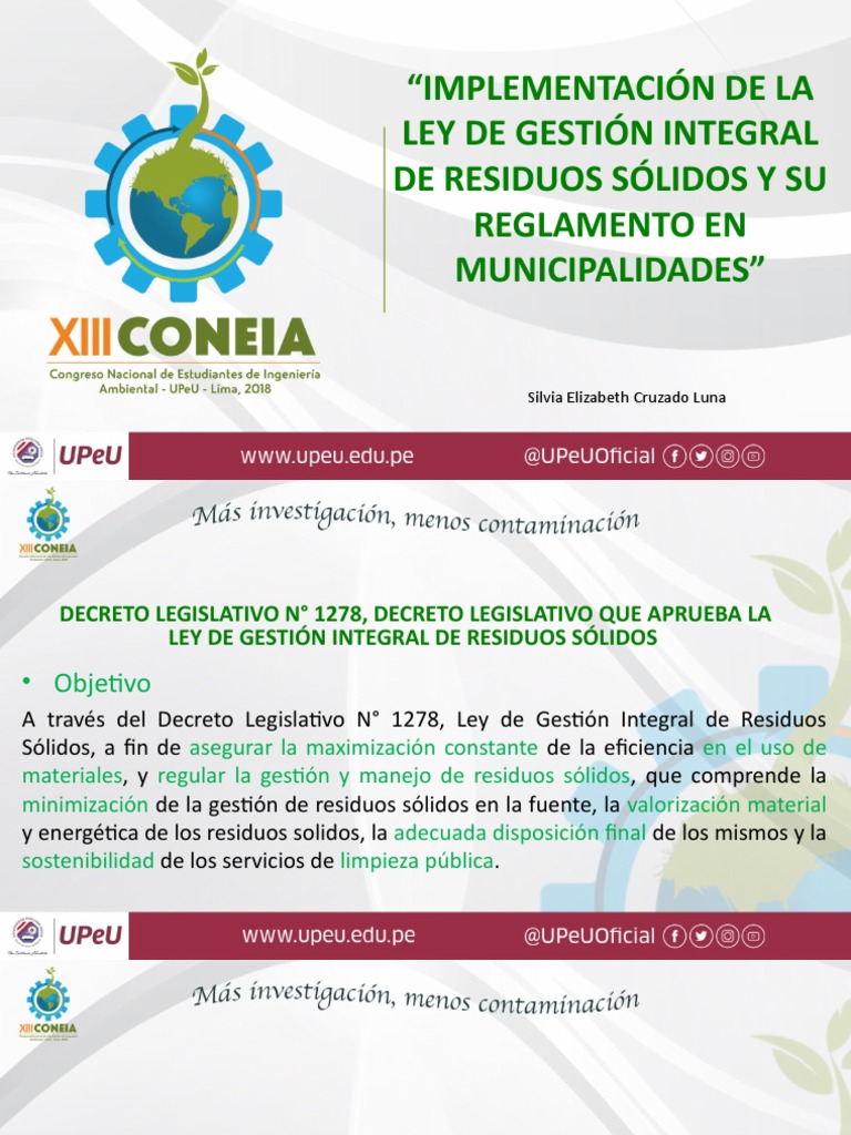 Implementacion de La Ley de Gestion Integral de Residuos Solidos y Su Reglamento en ...