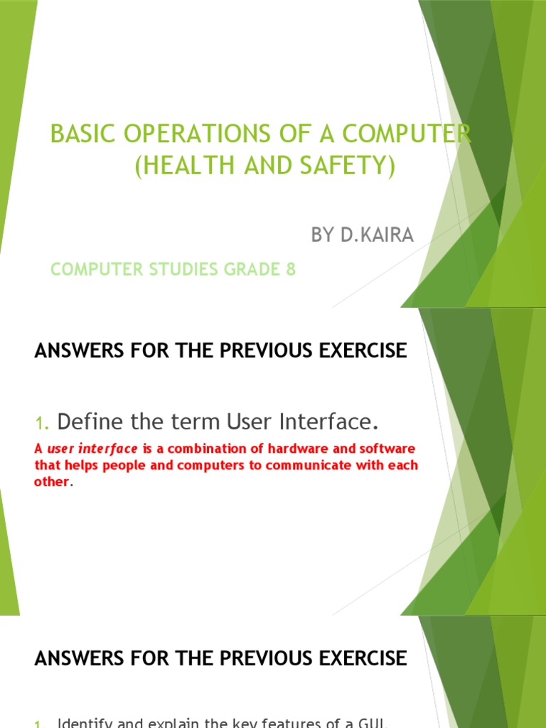 Basic Operations of A Computer (Health and Safety) : by D.Kaira ...