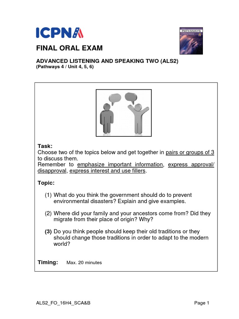 ALS2 Final Oral Exam May 2020 - 167873 - 0 | PDF