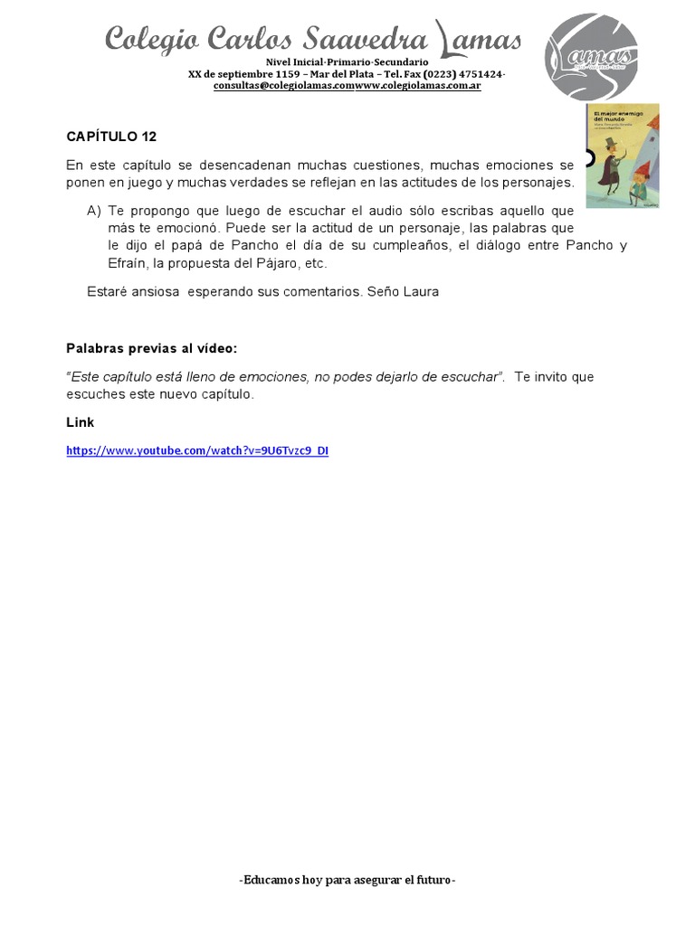 Actividades El Mejor Enemigo Del Mundo - Cap.12 | PDF